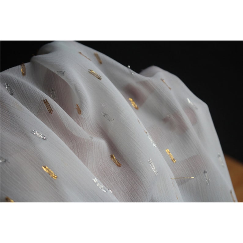 Shimmery Lurex Gold Metallic Chiffon Fabric Transparent Drapery Chiffon ...