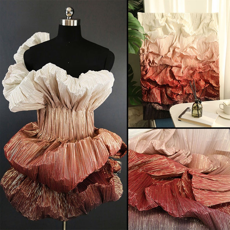 35 Colors Gradient Pleated Craft Design Fabric Stiffen Plisse Accordion ...