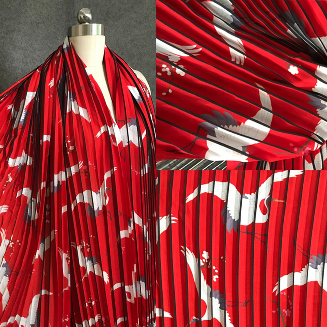 Japanese Stripe Pleated Chiffon Fabric Wrinkle Crumple Accordion Girl ...