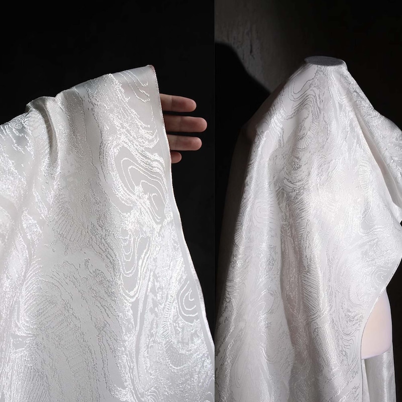 White Brocade - Etsy