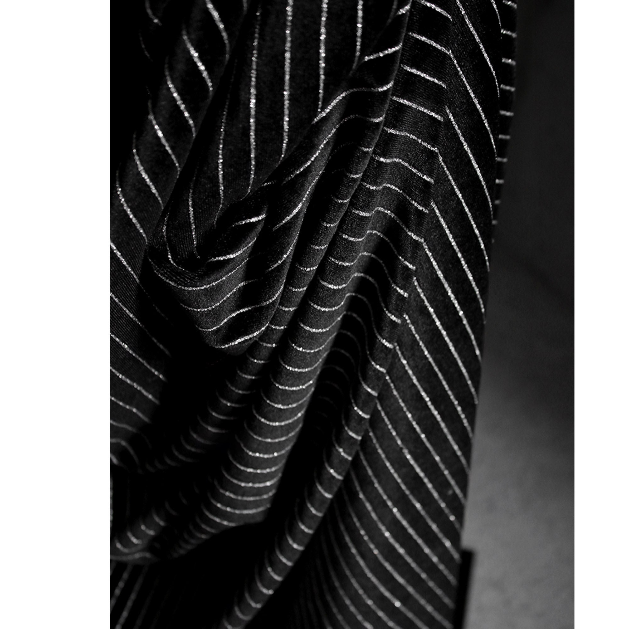 Black Velvet Silver Line Metallic Stripped Velvet Fabric - Etsy