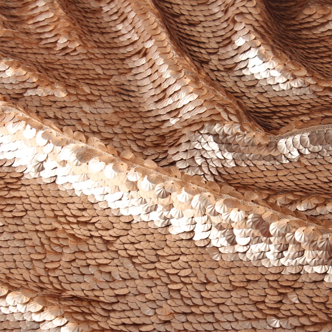 Metallic Golden 9mm Scale Embroidery Mesh Sequin Fabric Desinger Fabric ...