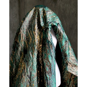 Retro Gilding Green Jacquard Brocaded Fabrics, Luxury Shimmery Design ...