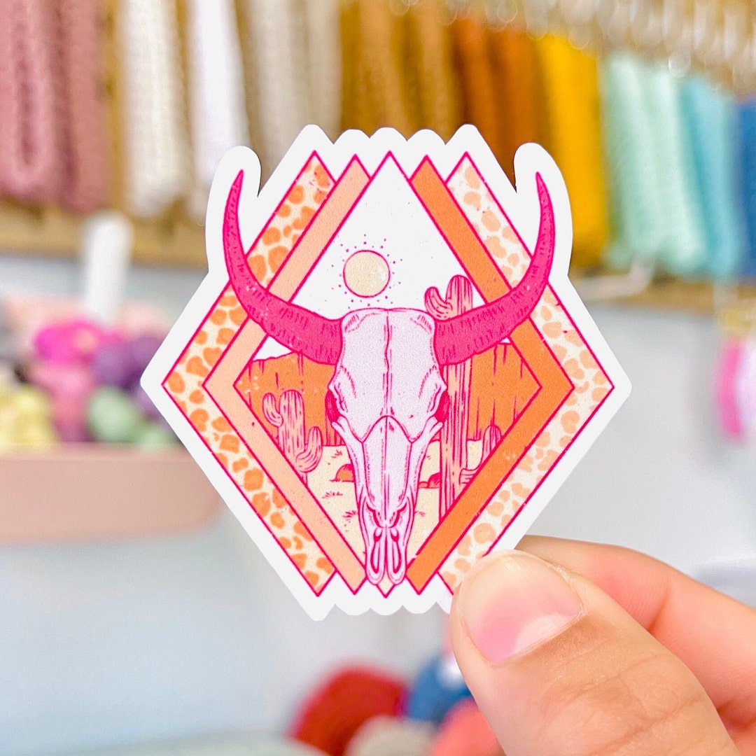 Western Decal | Retro Sticker | Steer Skull Sticker | Cow Skull Vinyl ...