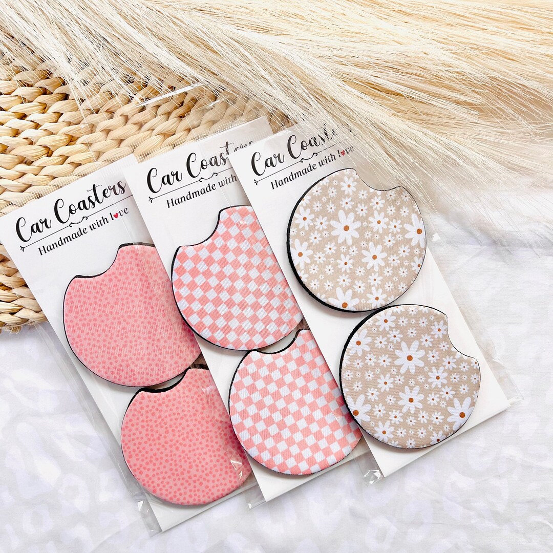 Car Coasters | Set of 2 Car Floral Coaster | New Car Gift | Cute Car ...