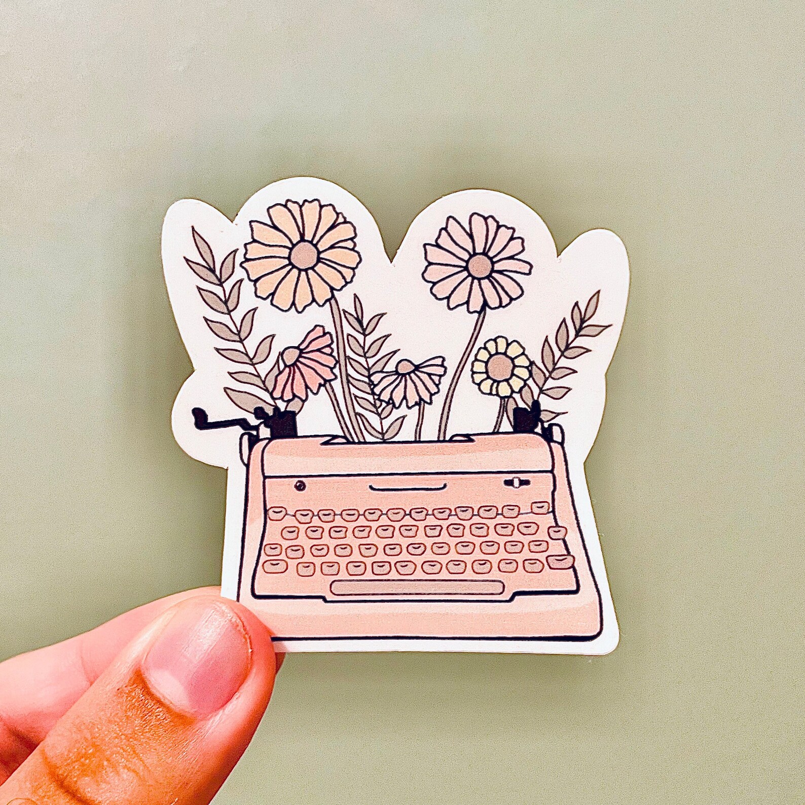 Floral Typewriter Sticker Boho Sticker Flowers water - Etsy