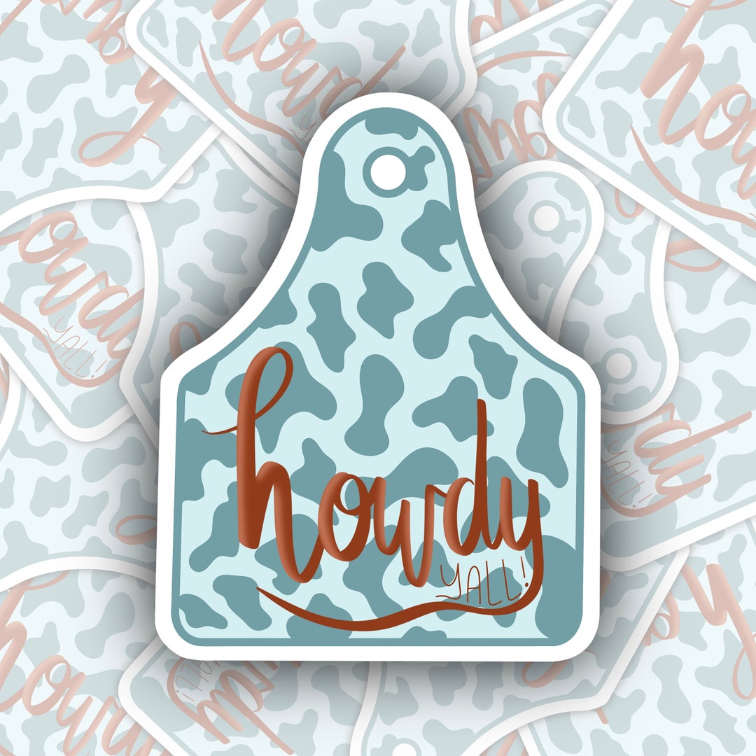 Howdy Cow Tag Sticker | Western Sticker | Cowgirl Sticker | Cow Print ...