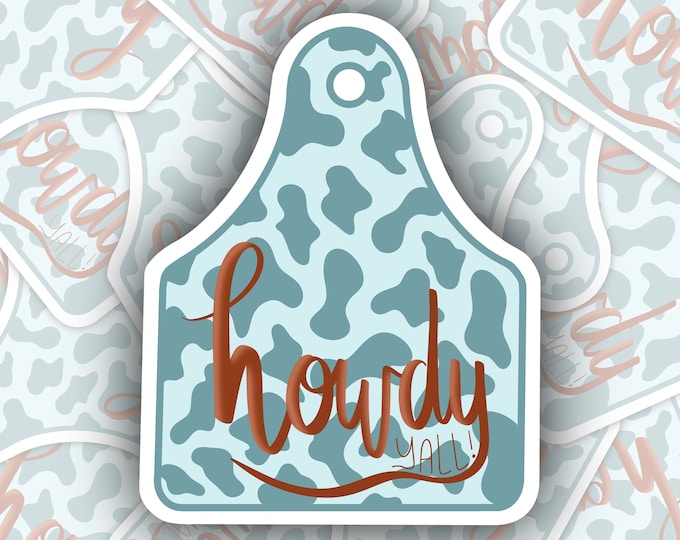 Howdy Western Decal Sticker // Tooled Leather / Cowhide / Serape - Etsy