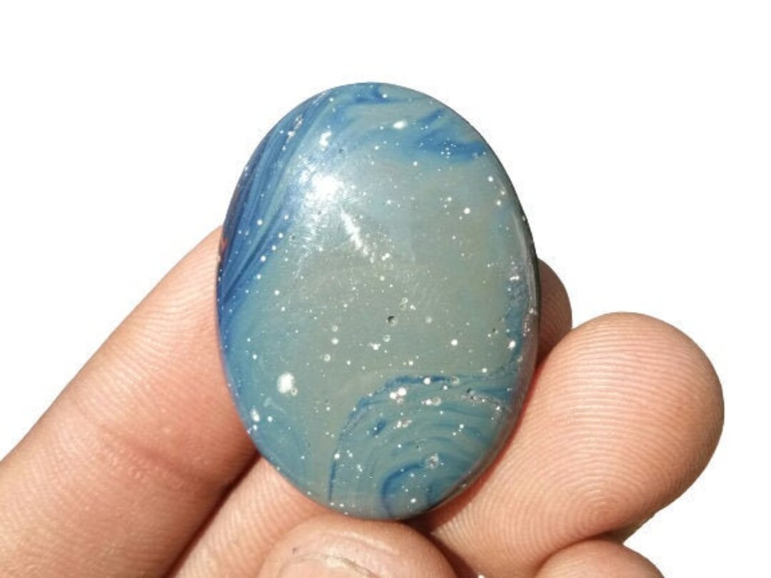 33X25X5.5 Mm Blue Slag Copper Oval Cabochon Natural Blue Slag Copper ...