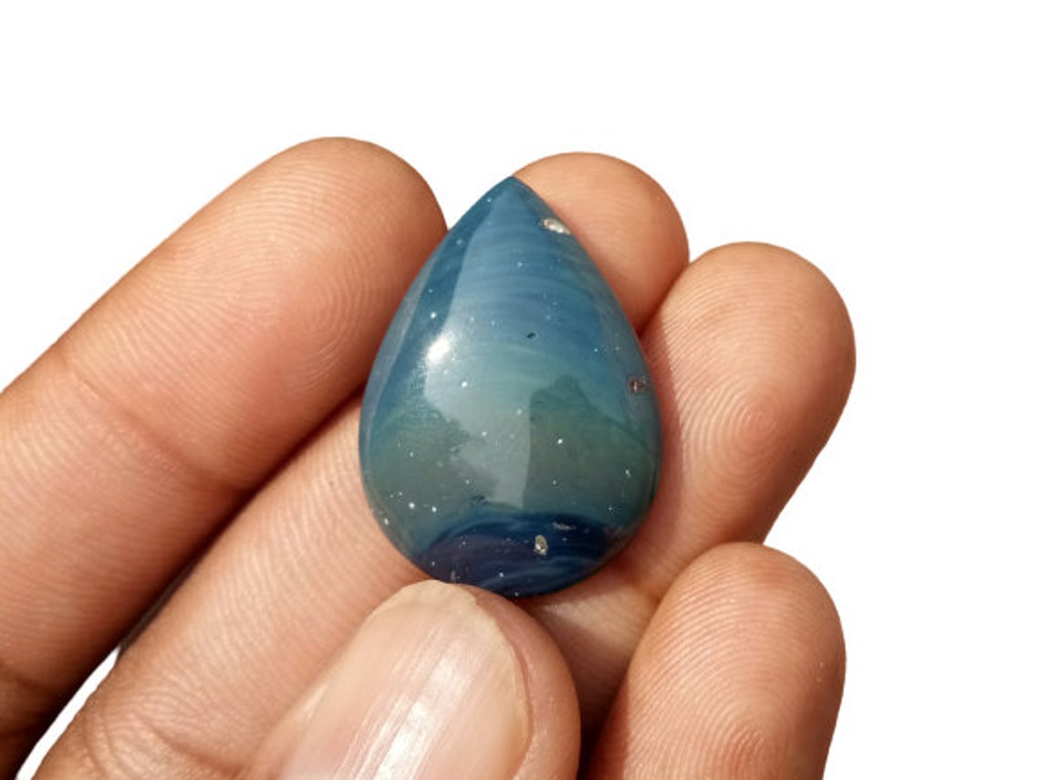 A One Top Blue Slag Copper Pear Cabochon Natural Blue Slag - Etsy
