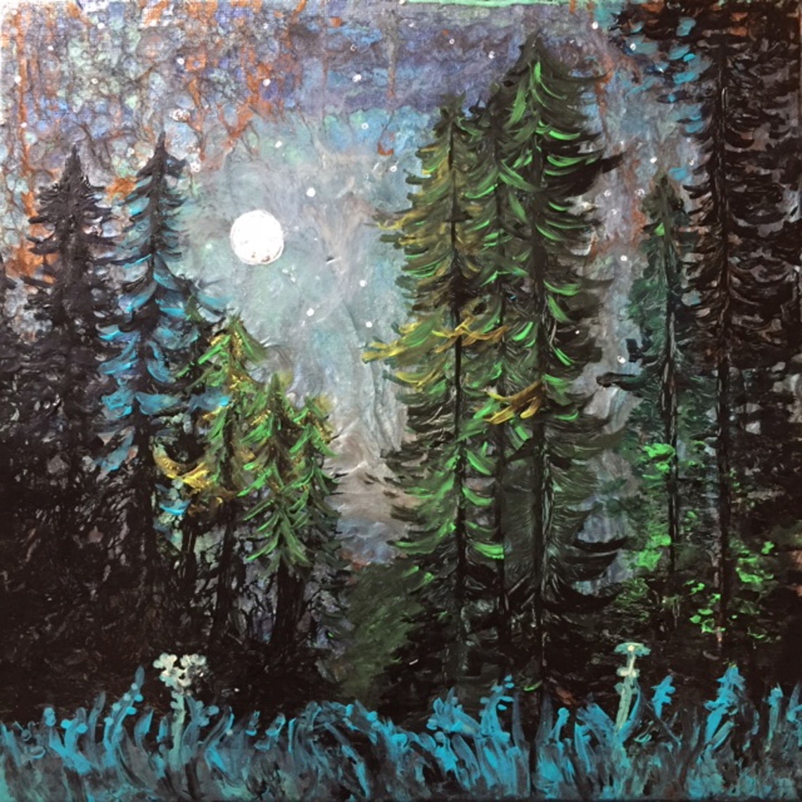 Forest Moon Painting - Etsy