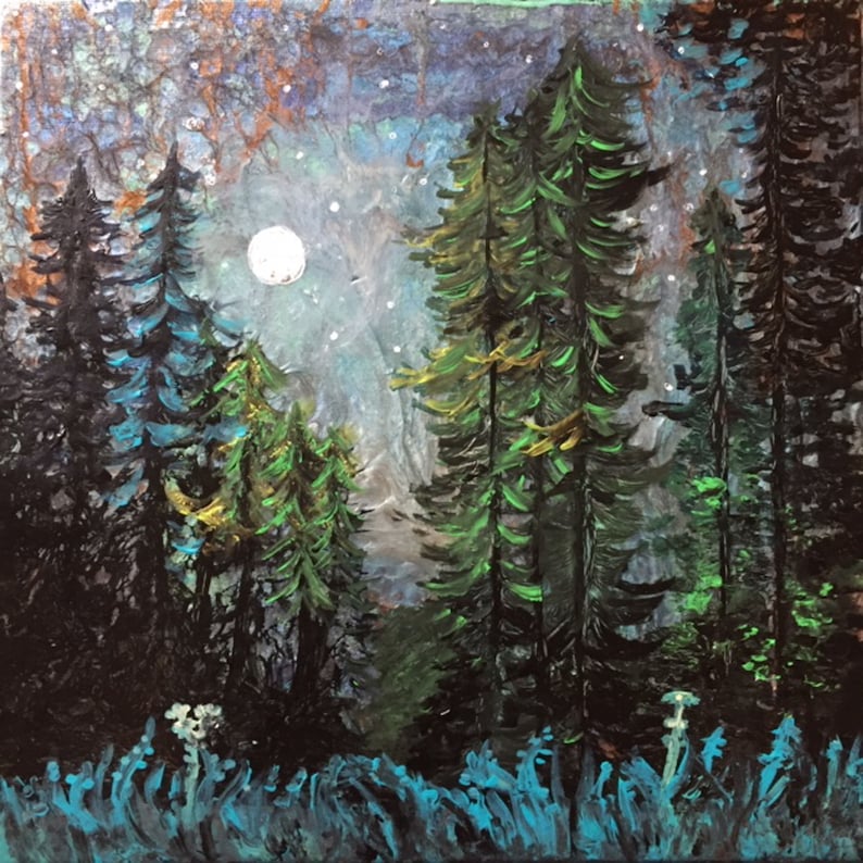 Forest Moon Painting - Etsy