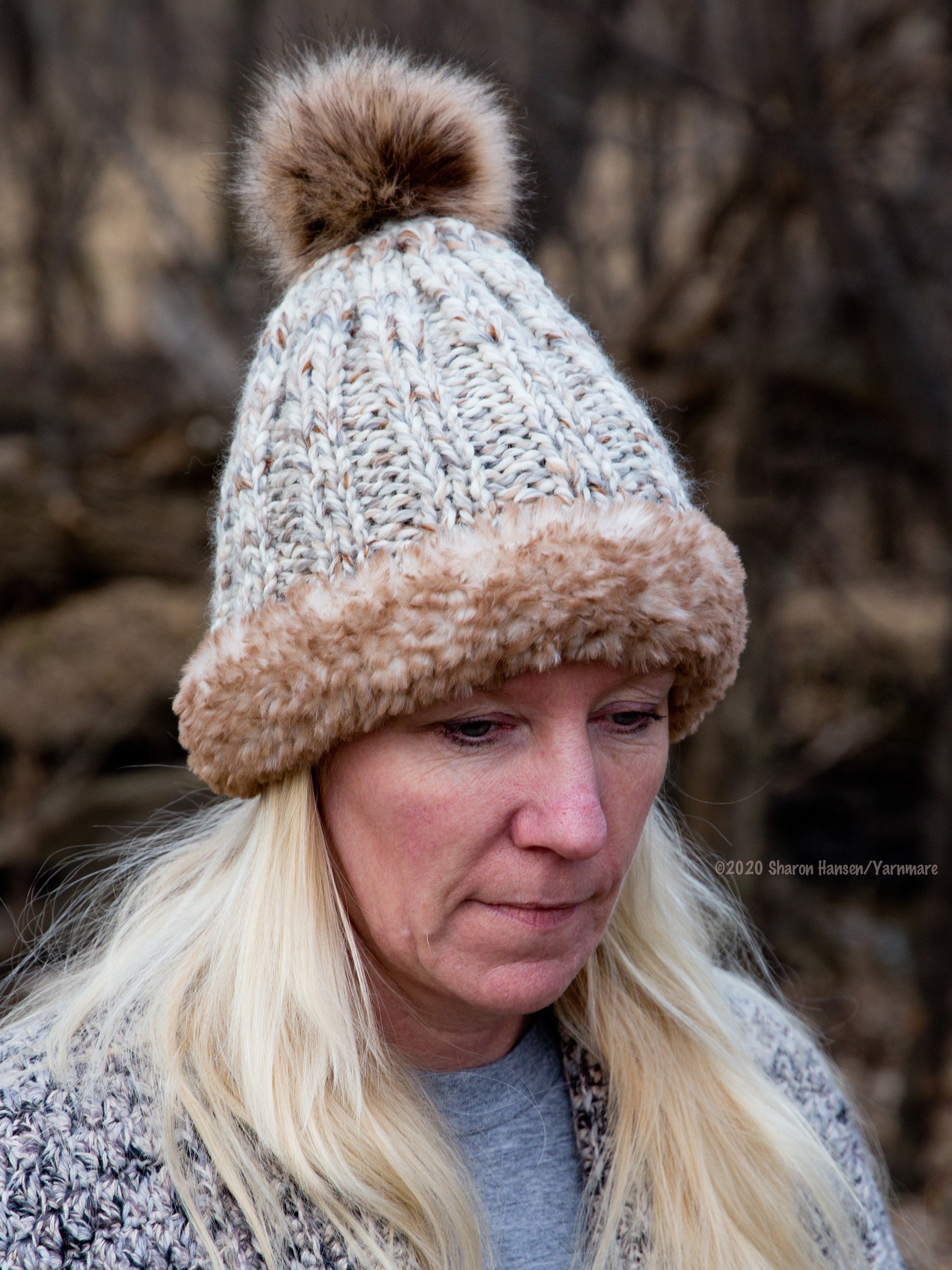 Chunky Fur Trimmed Knit Hat Pattern - Etsy