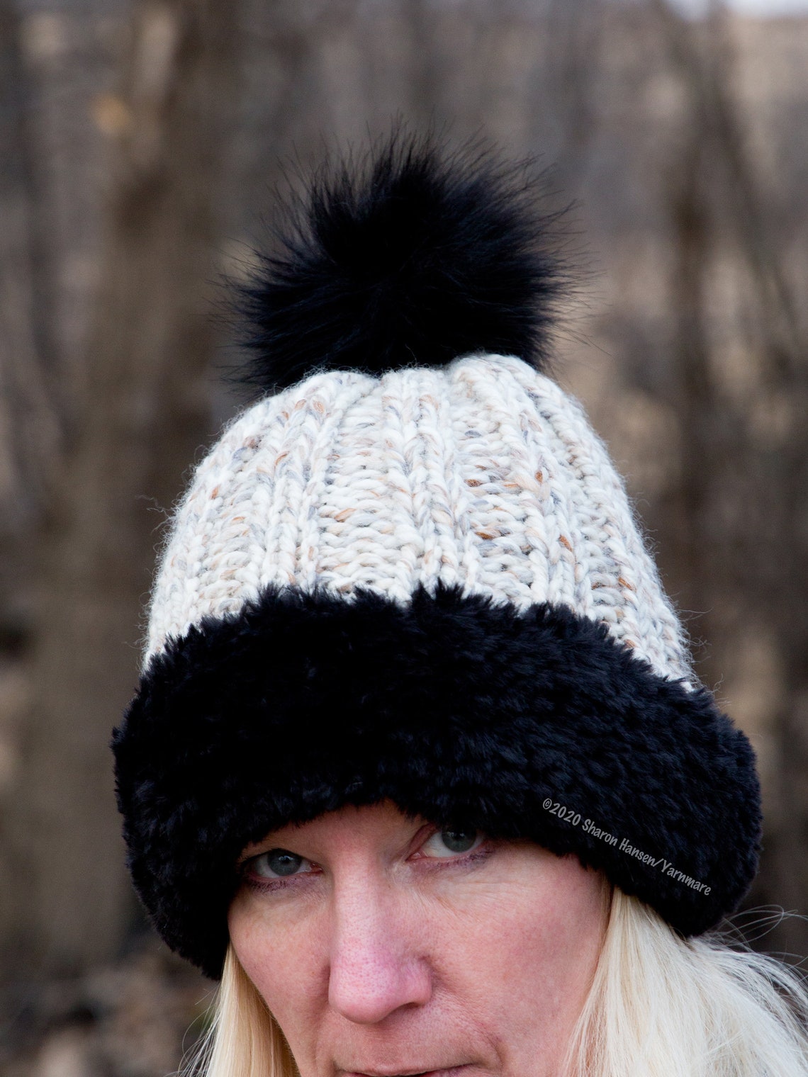 Chunky Fur Trimmed Knit Hat Pattern - Etsy