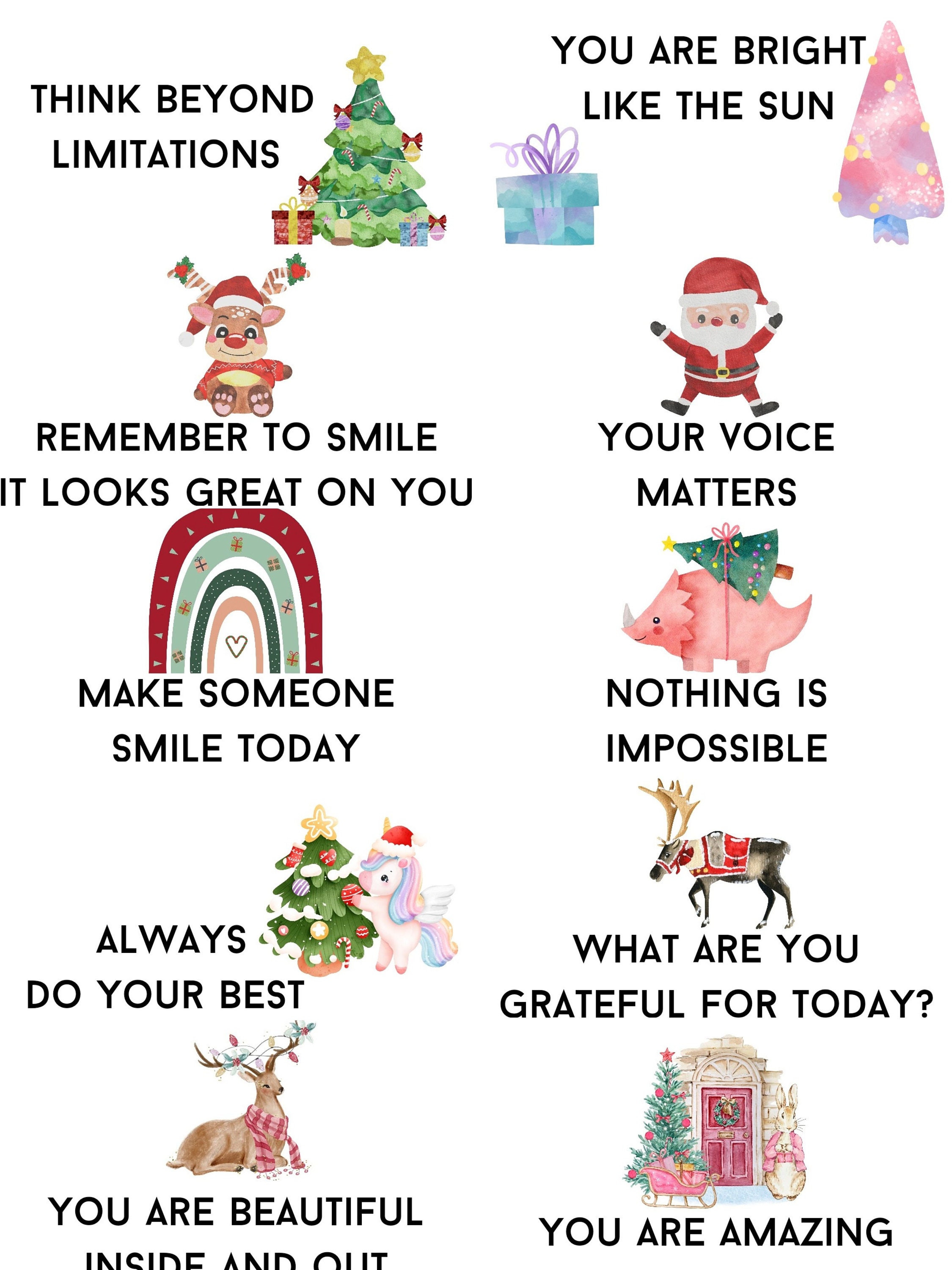 Lunchbox Notes, Kids Affirmation Cards, Kids Lunchbox Notes, Christmas ...