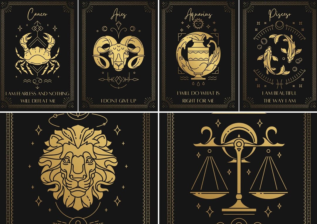 Zodiac Inspiring Quotes Print, Astrology Affirmation Posters, Star Sign ...