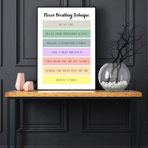 Flower Breathing Technique Poster, Grounding, Mental Health Support ...