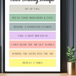 Flower Breathing Technique Poster, Grounding, Mental Health Support ...