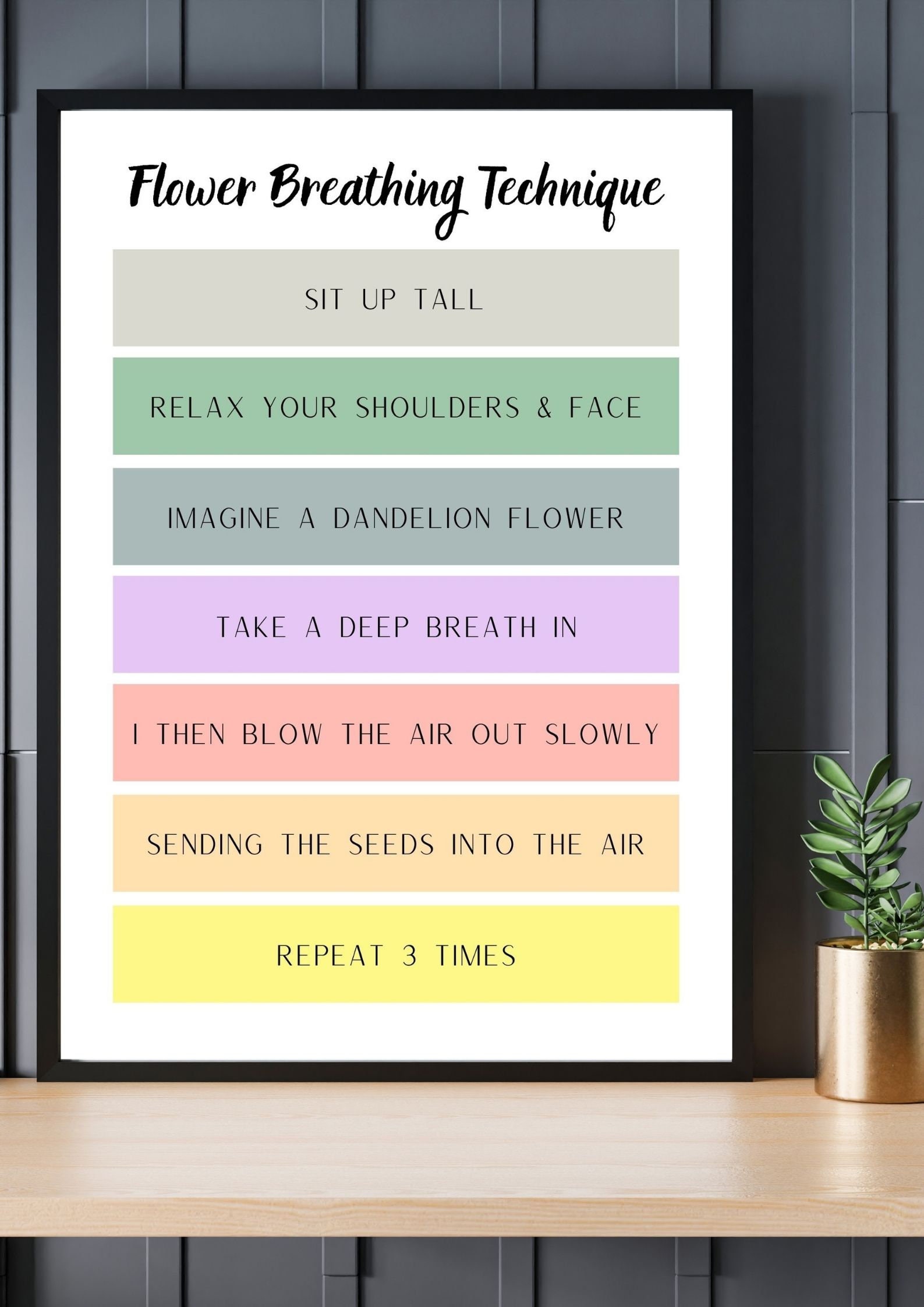 Flower Breathing Technique Poster, Grounding, Mental Health Support ...