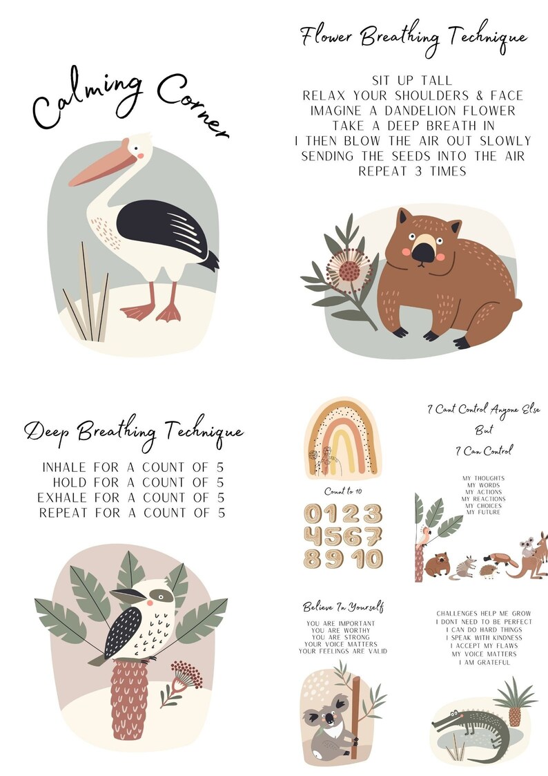 Calming Corner Poster Bundle, Inspiring Kids, Counselling Wall Print ...