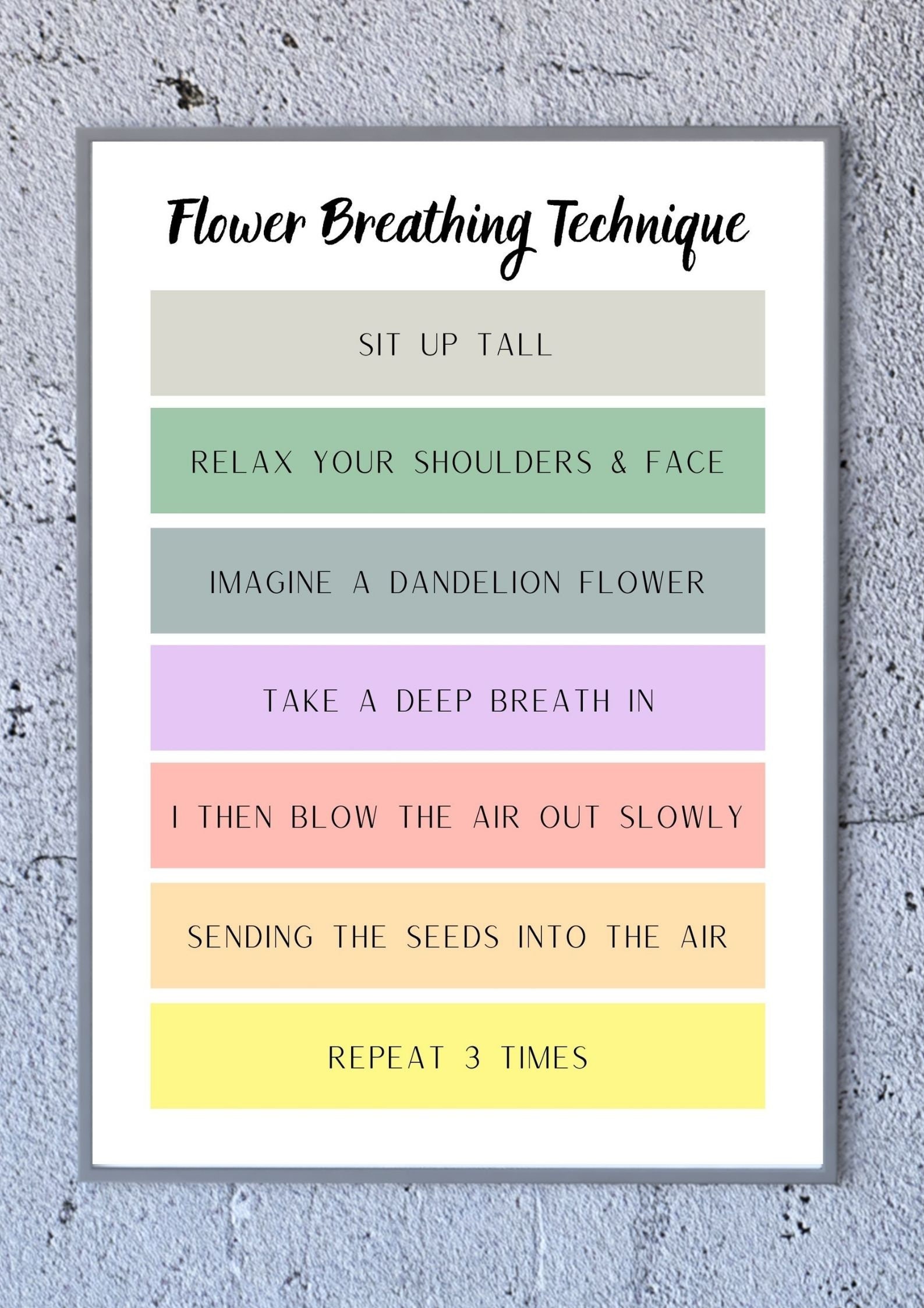 Flower Breathing Technique Poster, Grounding, Mental Health Support ...