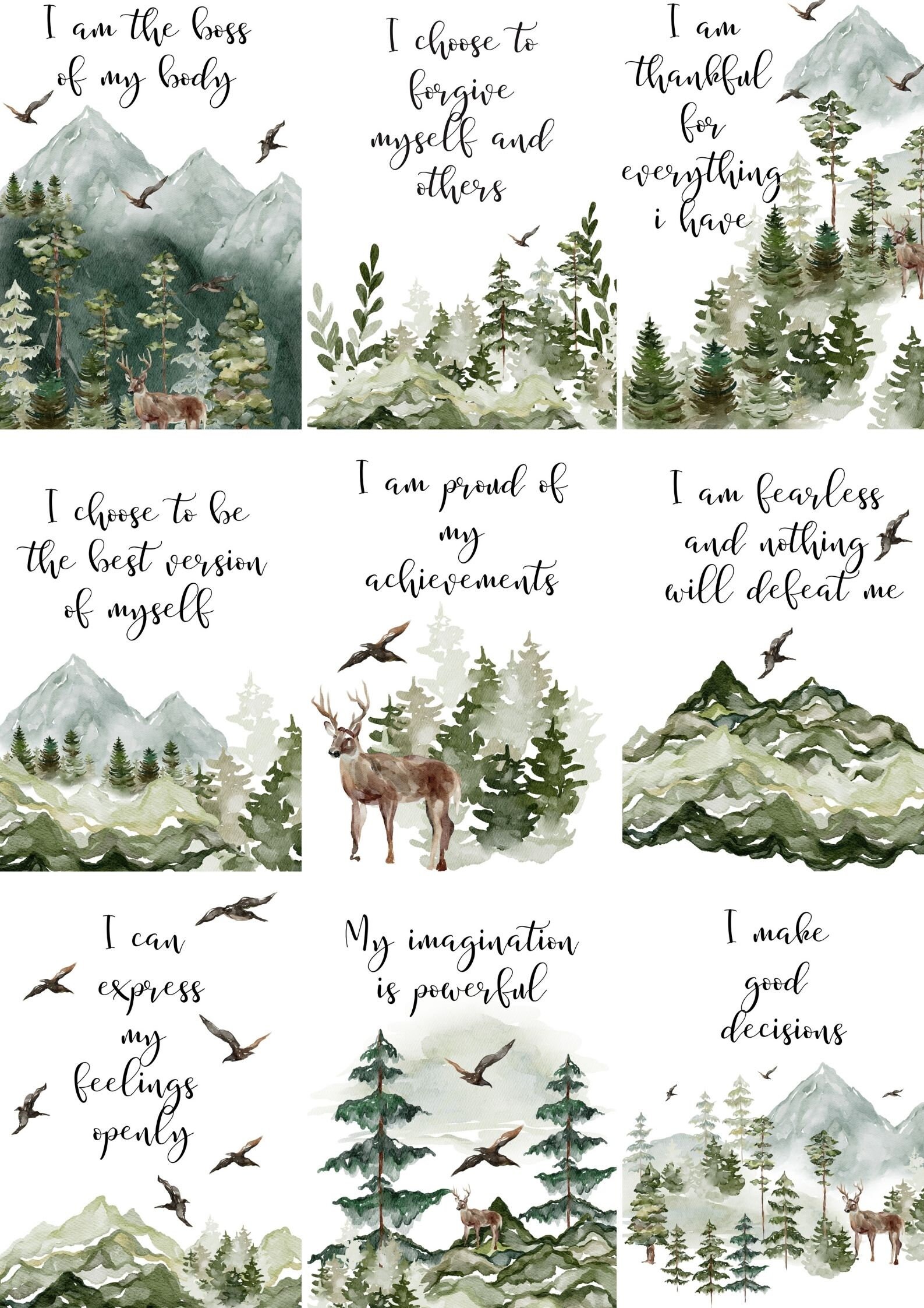 Kids Affirmation Cards, Positive Mindset, Inspiring Children, Forrest ...
