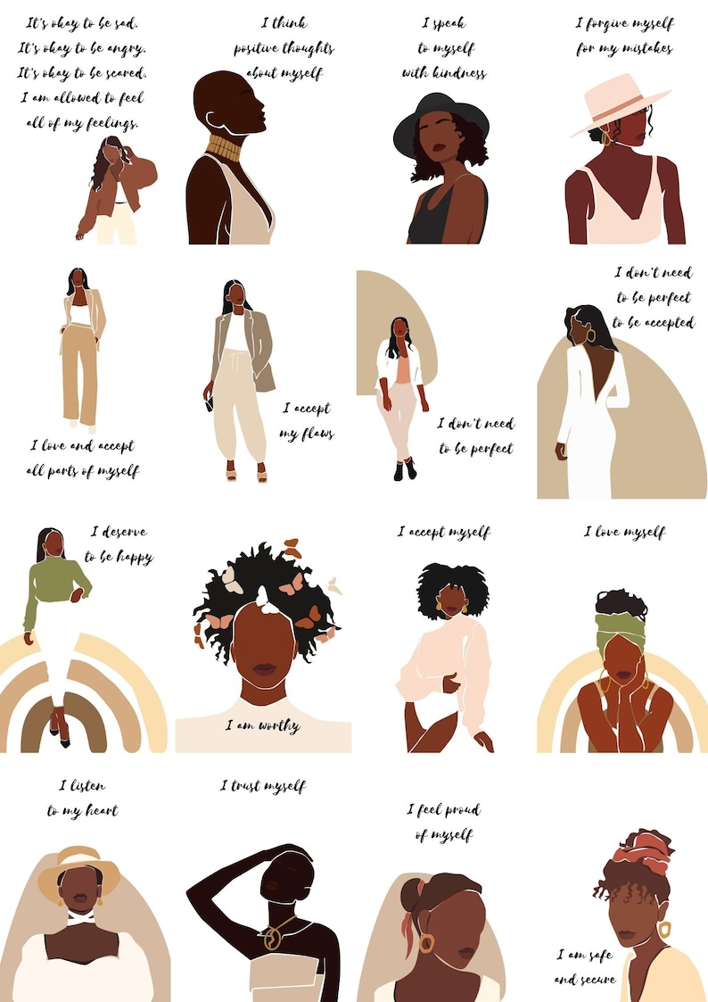Black Women Affirmation Cards Positive Affirmations Black - Etsy