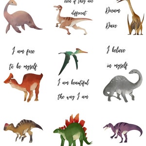Positive Affirmations for Kids, Affirmation Cards, Dinosaurs Print ...