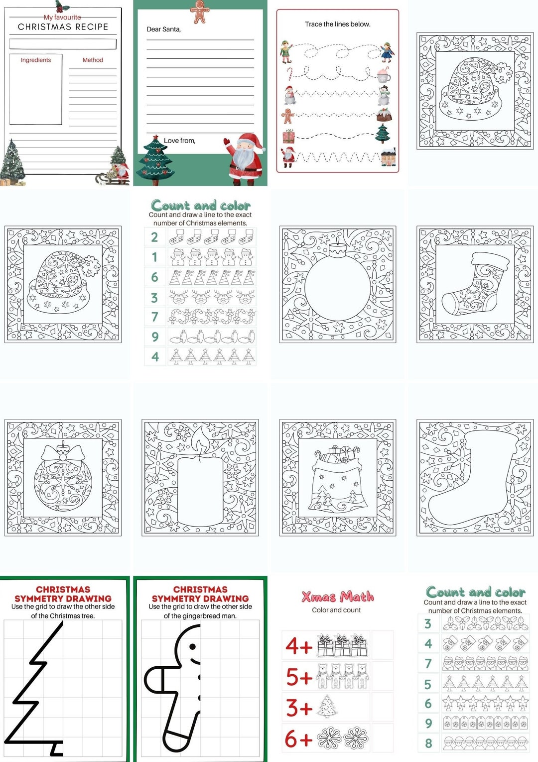 Christmas Activity Book for Kids, Christmas Activities, Kids Activities ...