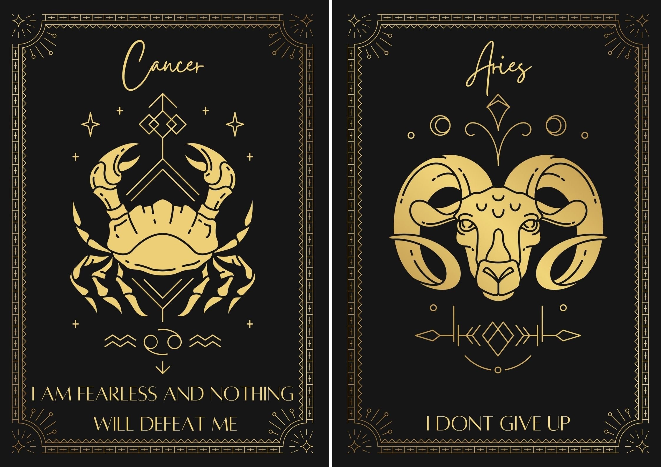 Zodiac Inspiring Quotes Print, Astrology Affirmation Posters, Star Sign ...