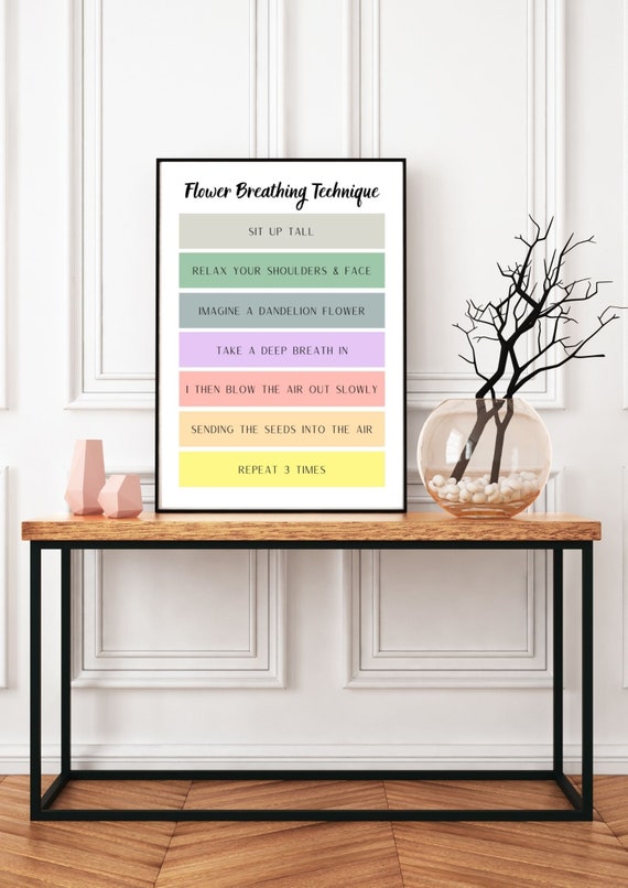 Flower Breathing Technique Poster Grounding Mental Health | Etsy