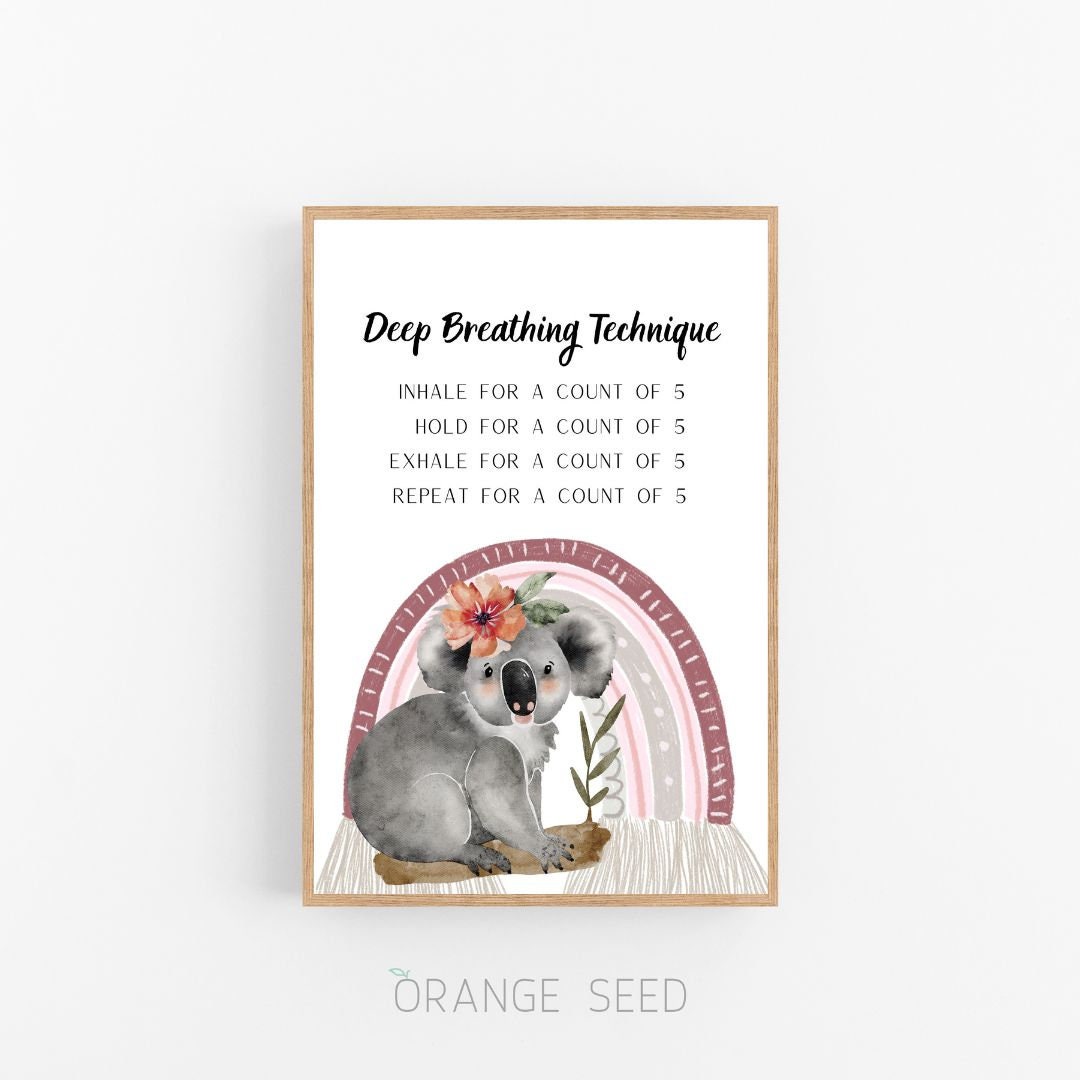 Deep Breathing Technique Poster, Kids Grounding, Mental Health Support ...