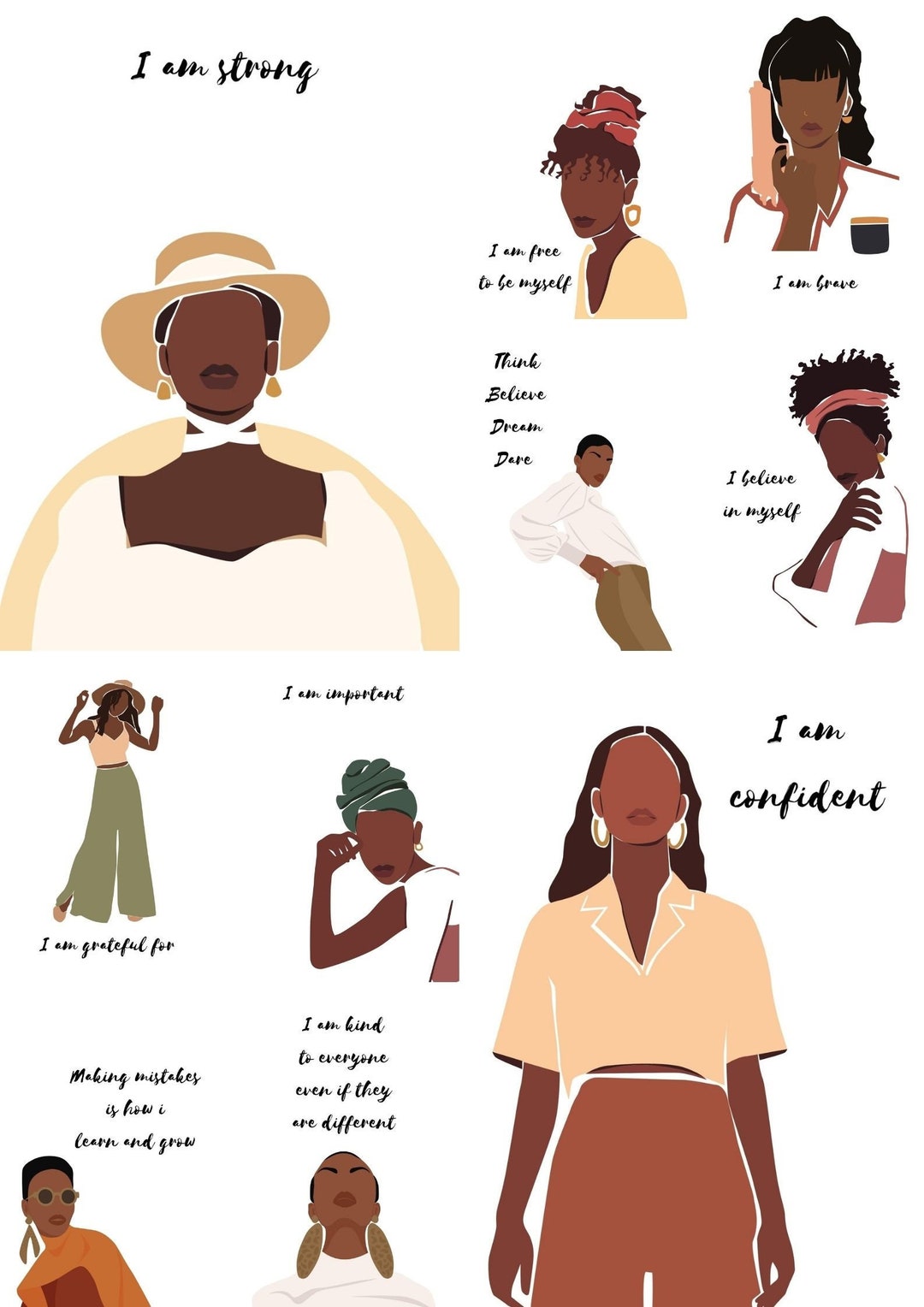 Black Women Affirmation Cards, Positive Affirmations, Black Girl ...