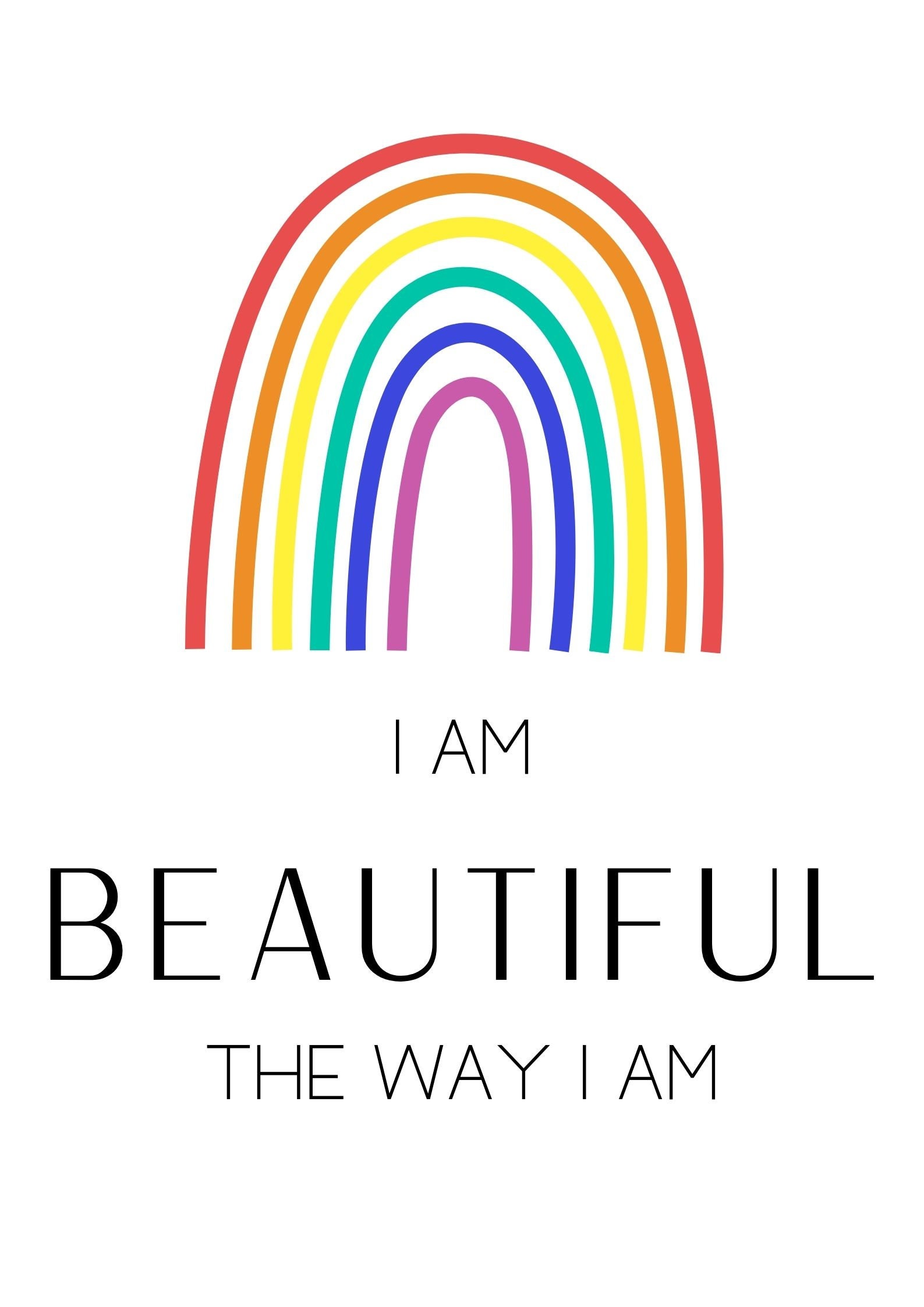 Póster de afirmación positiva, soy hermosa como soy, inspiración de ...