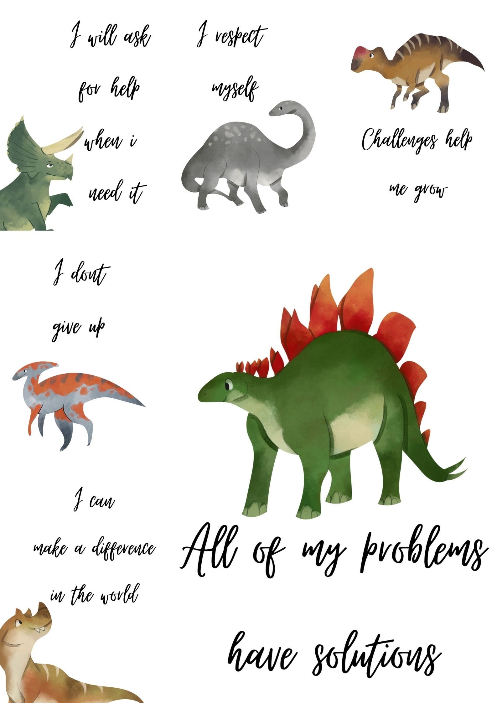 Positive Affirmations for Kids Affirmation Cards Dinosaurs - Etsy Australia