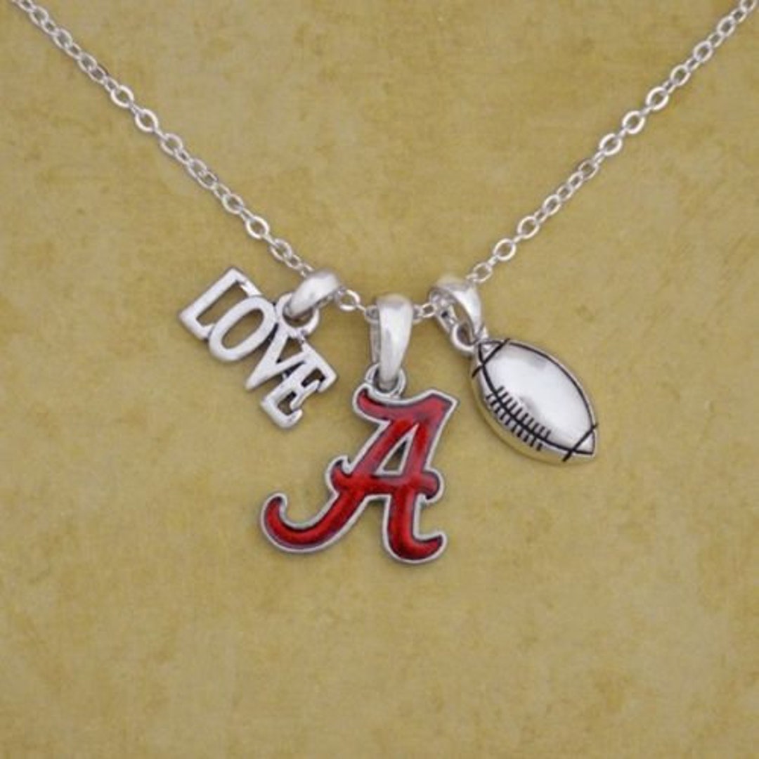 Alabama Crimson Tide love Football Letter A Charm Necklace - Etsy