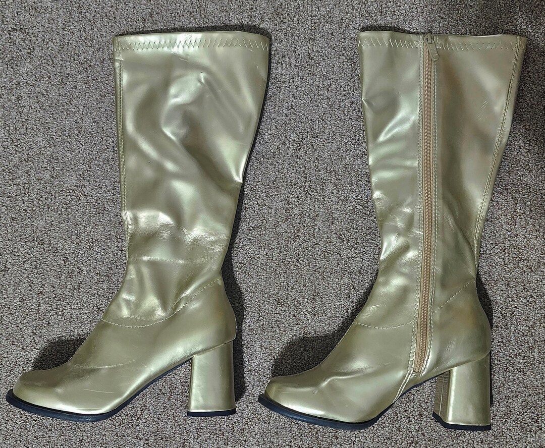 Women's Light Gold Ellie Gogo Boots With Wide Calf Size 8 - Etsy