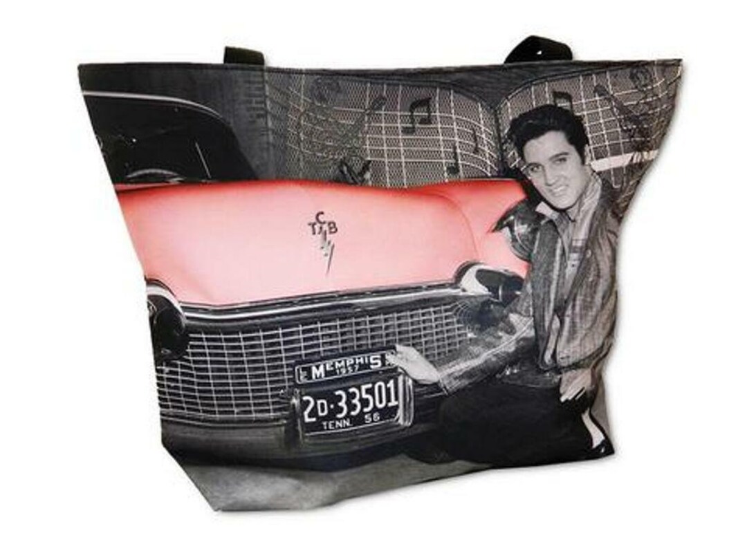 Elvis Presley With Pink Cadillac at the Gates of Graceland Tote - Etsy