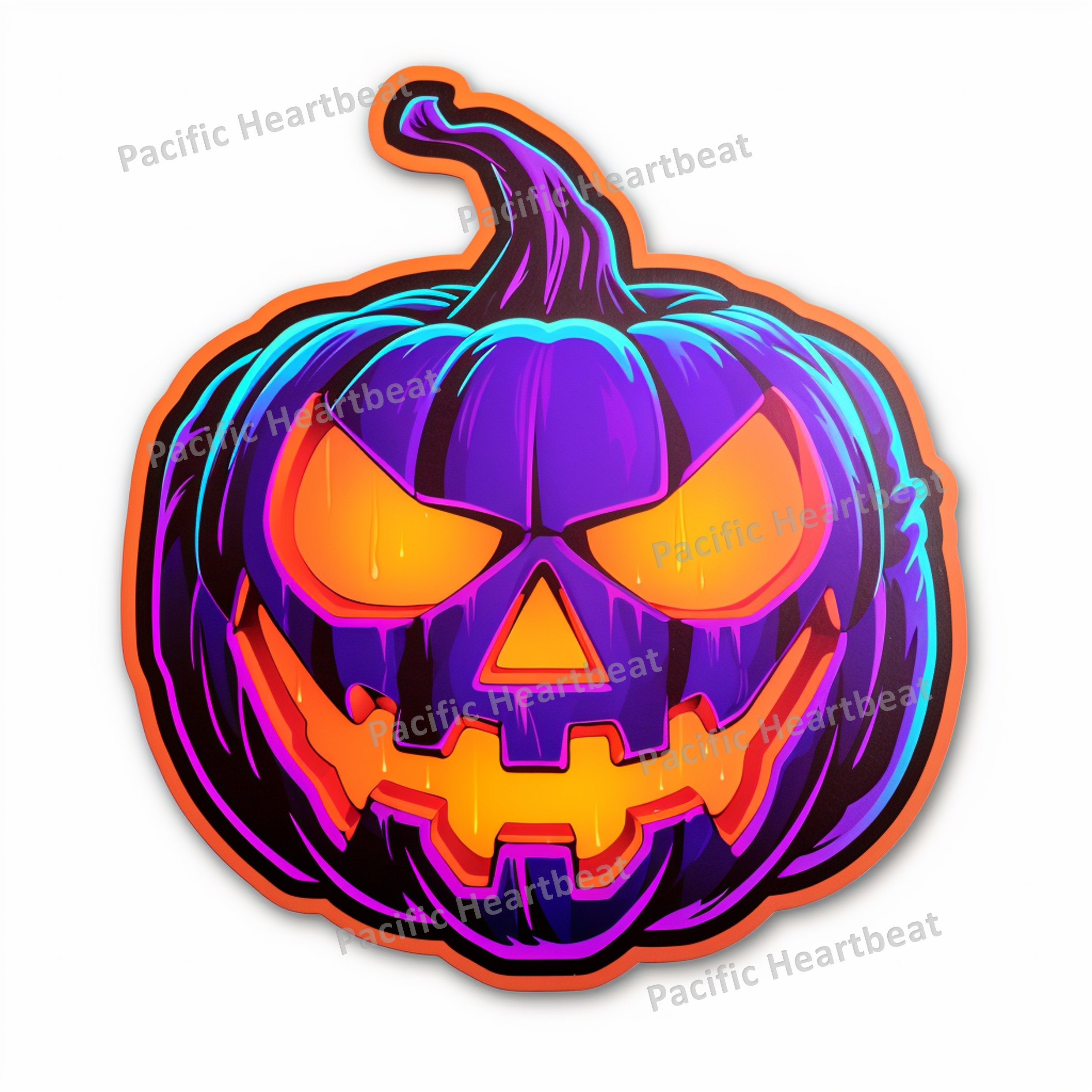 Synthwave Halloween Jack-o-lantern Pumpkin Vinyl Stickers - Etsy