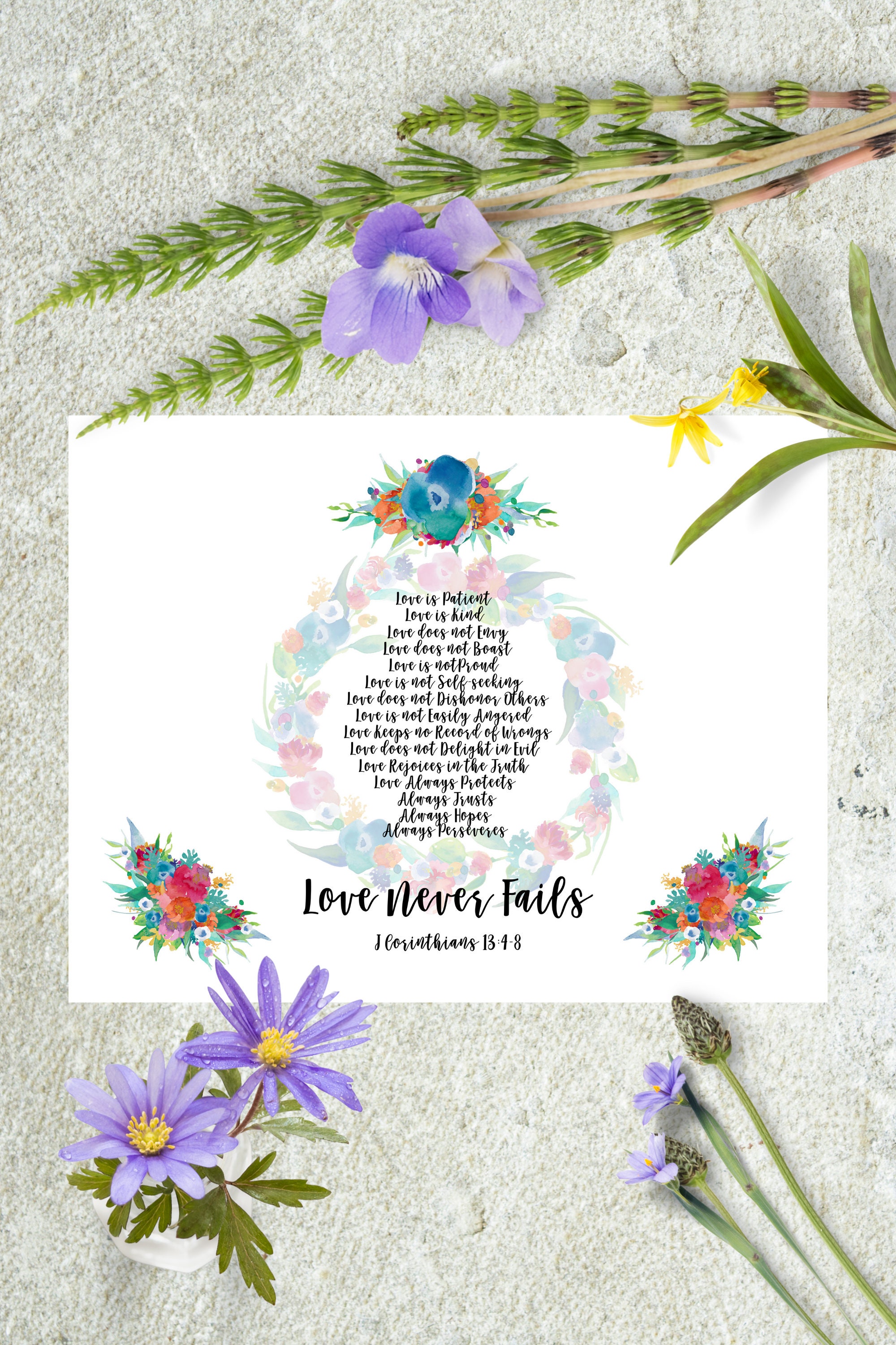 Love Chapter in I Corinthians 13 Love Never Fails Art Print - Etsy