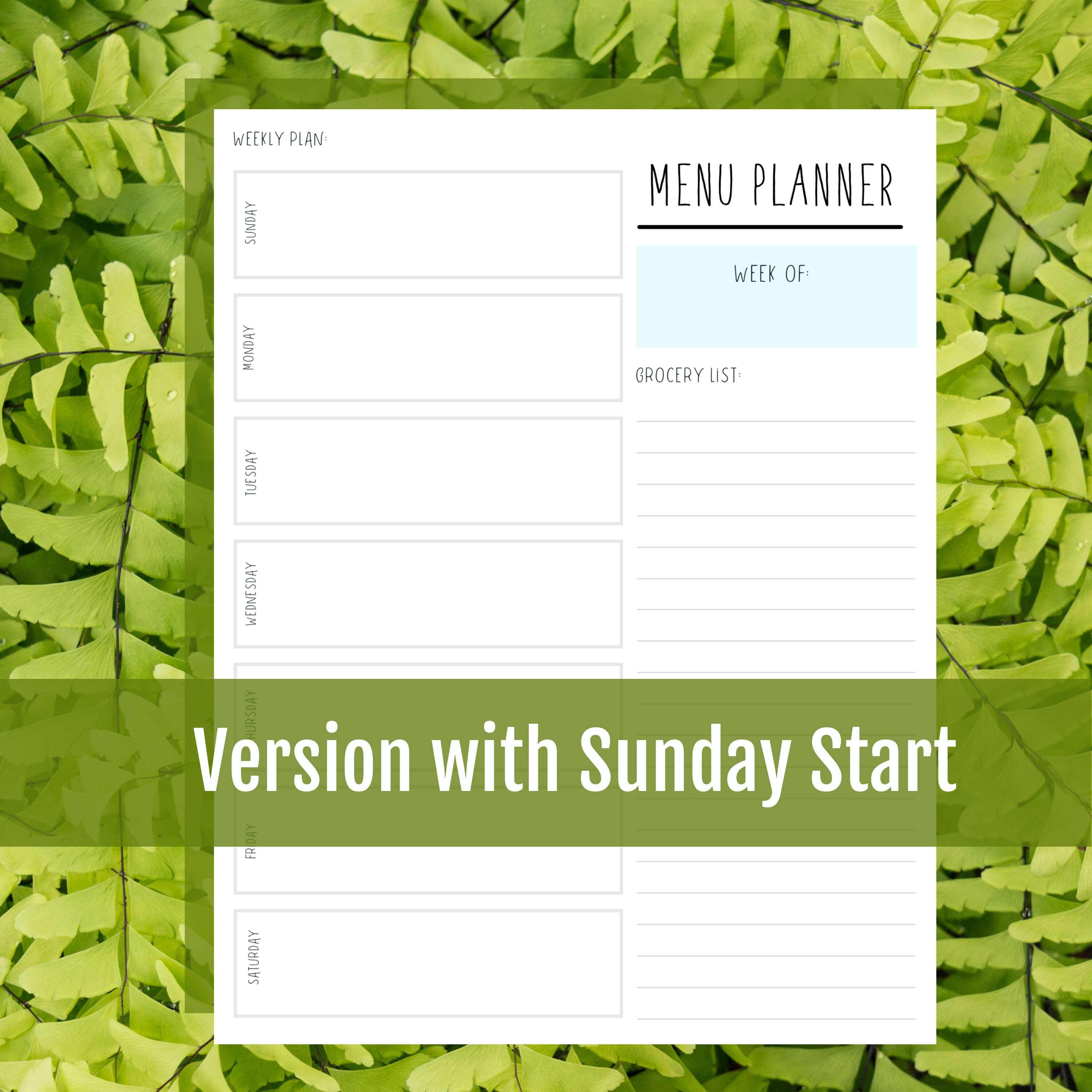 Weekly Menu Planner Digital Download - Etsy