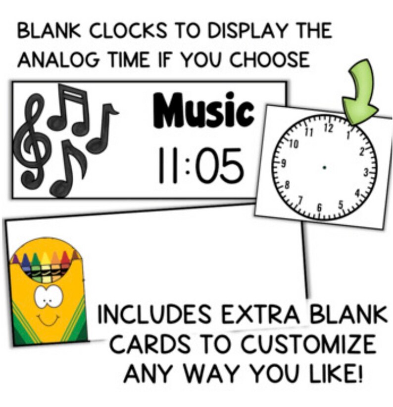 EDITABLE Classroom Daily Schedule Cards & Clocks Back to - Etsy