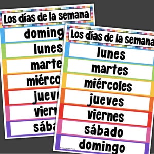Días De La Semana SPANISH Days of the Week Posters and Worksheets ...