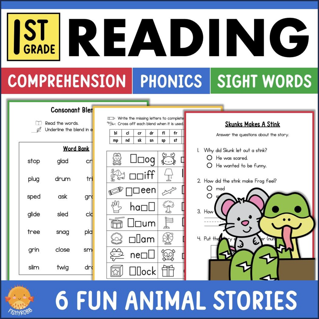 1st Grade Reading Comprehension and Phonics Practice Decodable Stories ...