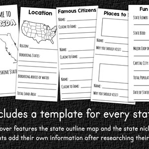 The 50 States United States Geography Research Activity Travel Brochure ...