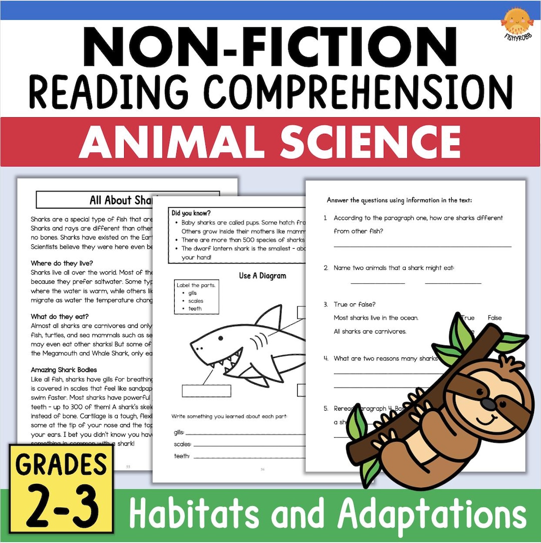 ANIMALS Nonfiction Reading Comprehension Worksheets Homeschool ...