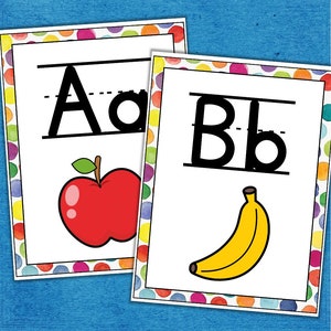 Printable Alphabet Posters ABC Letters Polka Dot Preschool Kindergarten ...