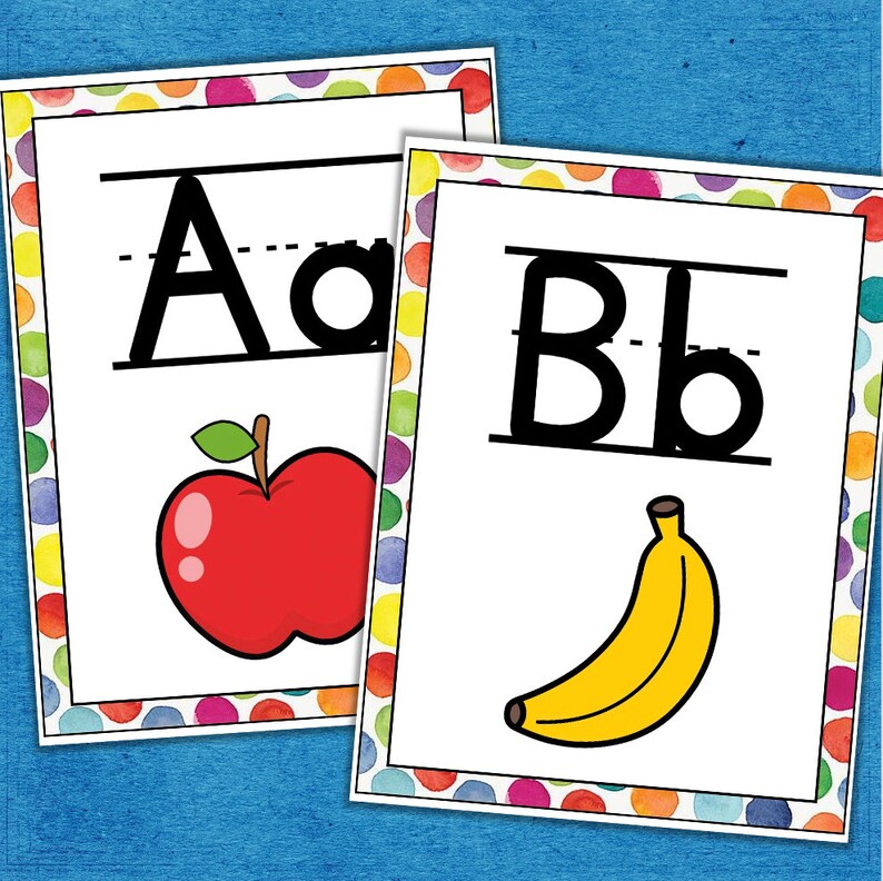 Printable Alphabet Posters ABC Letters Polka Dot Classroom - Etsy