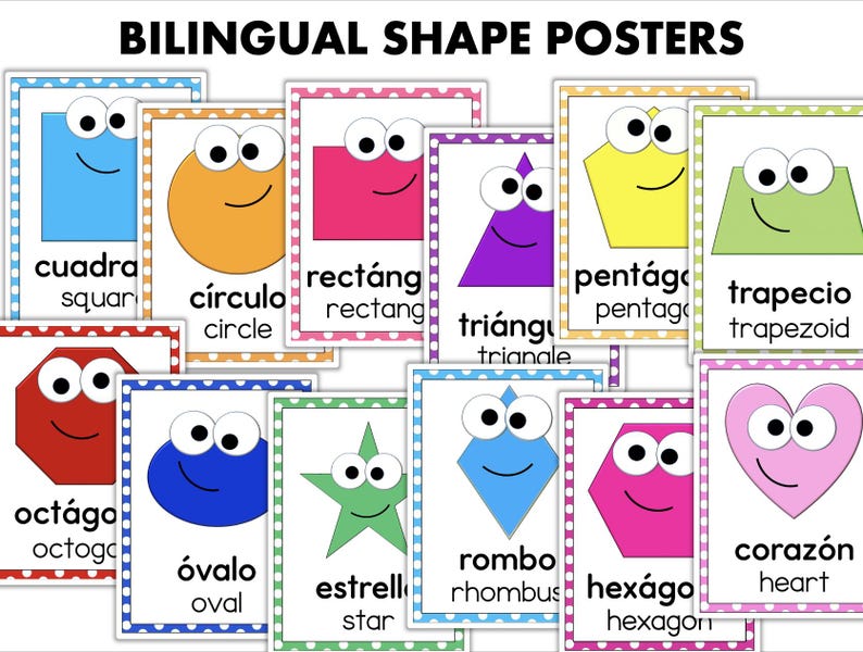 Las Formas SPANISH Shape Posters Bilingual Spanish Classroom Decor - Etsy
