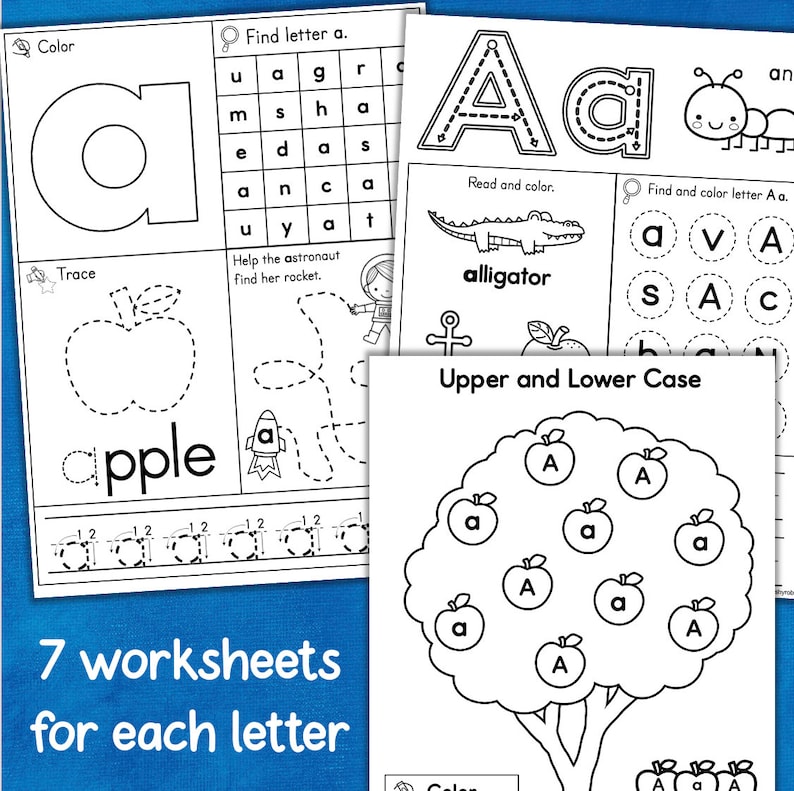 Alphabet Letters Printable Worksheets A to Z Letter Sounds Learn to ...